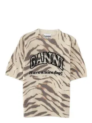 GANNI Maglia Slim Fit Con Stampa All-over - Multicolor