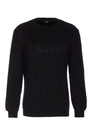 Fendi Maxi Lettering Wool Sweater - Black