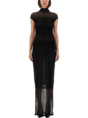 JEAN PAUL GAULTIER Mesh Flocked Logo Dress - Black