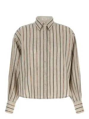 Brunello Cucinelli Sparkling Stripes' Shirt - Cream