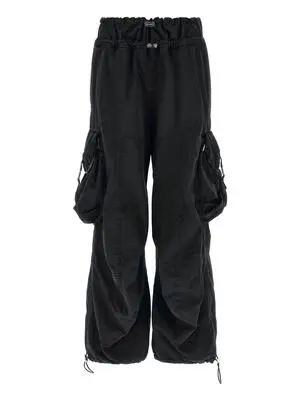 Attico Cotton Canvas Cargo Pants - Black