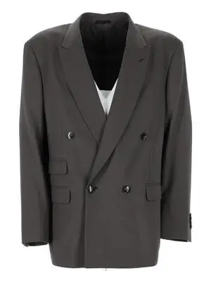 Giorgio Armani Abito Doppiopetto Over In Lana - Gray