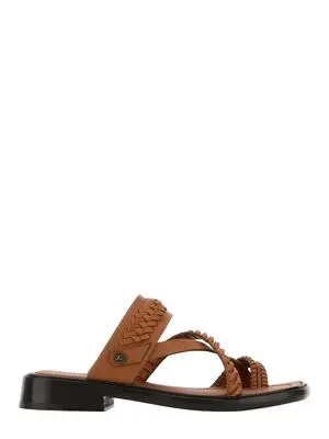 Burberry Leather Thong Slippers - Brown