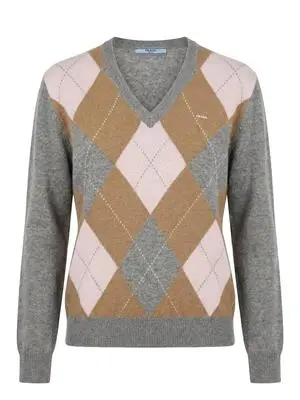 Prada Cashmere Argyle Sweater - Multicolor