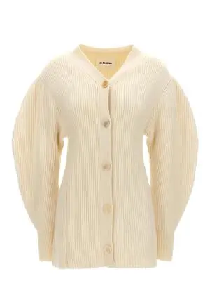 JIL SANDER Ribbed Cardigan - White