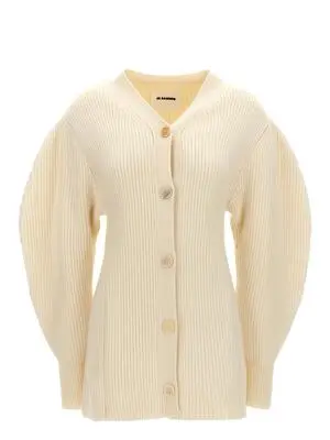 JIL SANDER Ribbed Cardigan - White