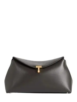 TOTEME T-lock Leather Clutch Bag - Brown