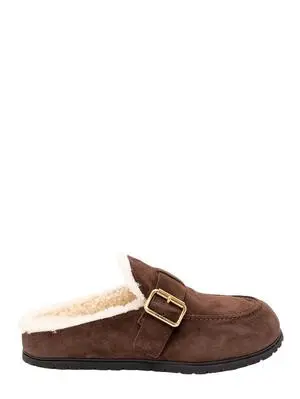 Prada PRADA Suede And Shearling Mules Multicolor