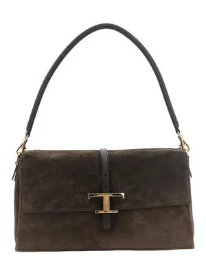 TOD'S T Timeless Flap Shoulder Bag - Brown