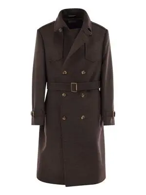 Brunello Cucinelli Wool Trench Coat - Brown