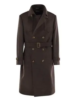Brunello Cucinelli Wool Trench Coat - Brown