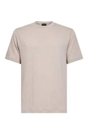 GIORGIO ARMANI Giorgio Armani Men Beige Asv Embossed Viscose Blend T-Shirt