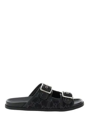Gucci Gg Denim Slides - Black