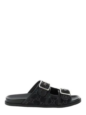 Gucci Gg Denim Slides - Black