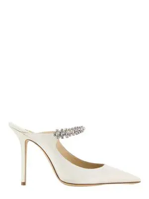 JIMMY CHOO Satin Bing 100 Mules - White