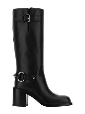Gucci Leather Knee High Boots - Black