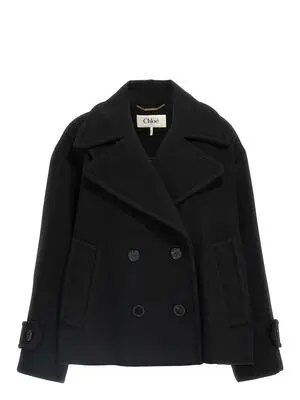 Chloé Double-breasted Wool Coat - Black