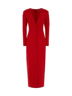 Alessandra Rich Cady Long Dress - Red