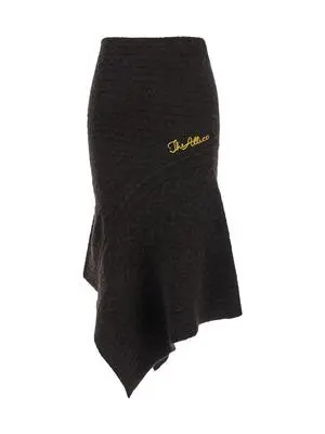 Attico Wool Asymmetrical Logo Skirt - Multicolor