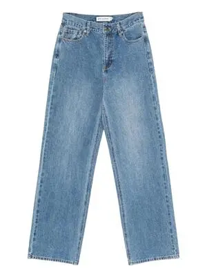 SELF-PORTRAIT Rhinestone Denim Straight Leg Jeans - Multicolor