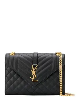Saint Laurent SAINT LAURENT Medium Envelope Leather Shoulder Bag Black