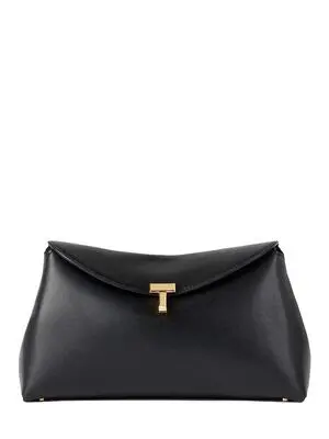 TOTEME T-lock Leather Clutch Bag - Black