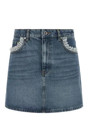 GANNI Denim And Lace Mini Skirt - Blue