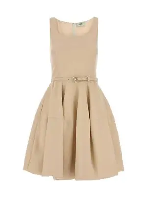 Fendi Cream Wool Blend Dress - Yellow