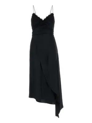 Moschino Satin Lace-trimmed Dress - Black