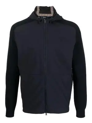 Herno Knit-sleeve Hooded Jacket - Blue