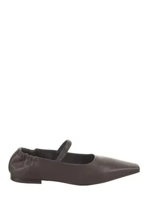 Brunello Cucinelli Leather Mary Jane Flats - Brown