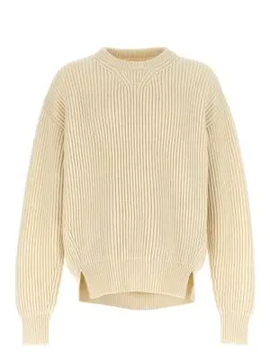 JIL SANDER Chunky English Rib Wool Sweater - White