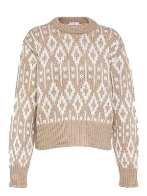 Brunello Cucinelli Jacquard Cashmere Sweater - Brown