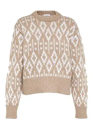 Brunello Cucinelli Jacquard Cashmere Sweater - Brown