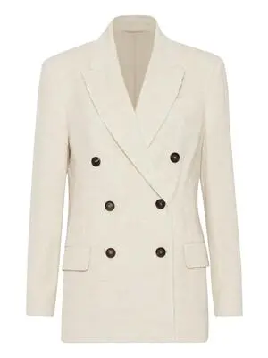 Brunello Cucinelli Corduroy Double-breasted Blazer - White