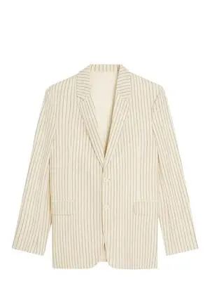 Celine Wool Striped Blazer - White