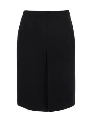 Gucci Black High Waist Skirt With Logo Lettering On Waist And Zip Puller In Wool - Multicolor