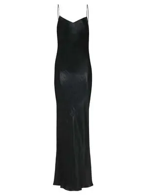 Saint Laurent Satin Long Dress - Black