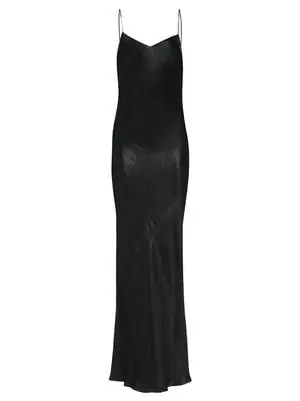 Saint Laurent Satin Long Dress - Black