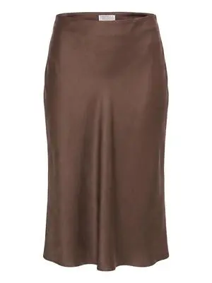Brunello Cucinelli Satin Cady Fluid Pencil Skirt - Multicolor