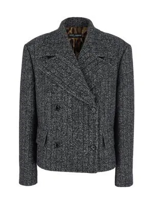 Dolce & Gabbana Grey Double-breasted Jacket With Notched Revers In Wool Blend - Multicolor