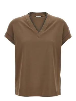 Brunello Cucinelli T-shirt Monile - Brown