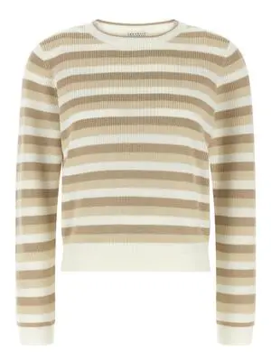 Brunello Cucinelli Striped Cotton Sweater - Cream