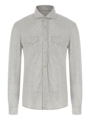 Brunello Cucinelli Piqué Cotton Shirt - Gray