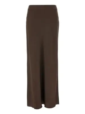 Brunello Cucinelli Slit Skirt - Brown