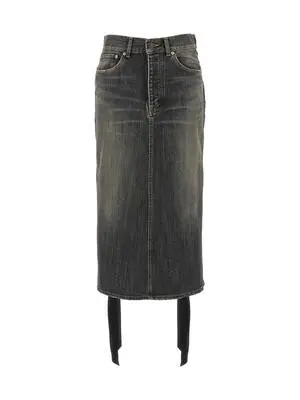 Balenciaga Lace Up' Denim Skirt - Gray