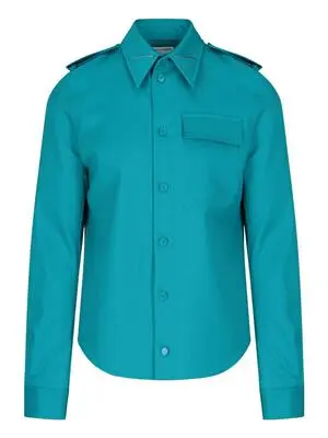 Bottega Veneta Grain De Poudre Wool Shirt - Green