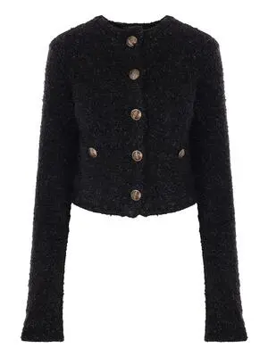 Balenciaga Balenciaga Crop Boucle Cardigan Women Black