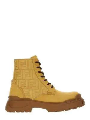 Fendi Embossed Logo Combat Boots - Multicolor