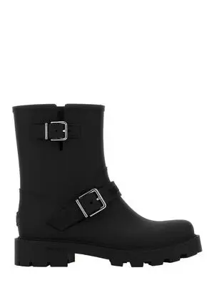 JIMMY CHOO Rubber Biker Rain Ankle Boots - Black